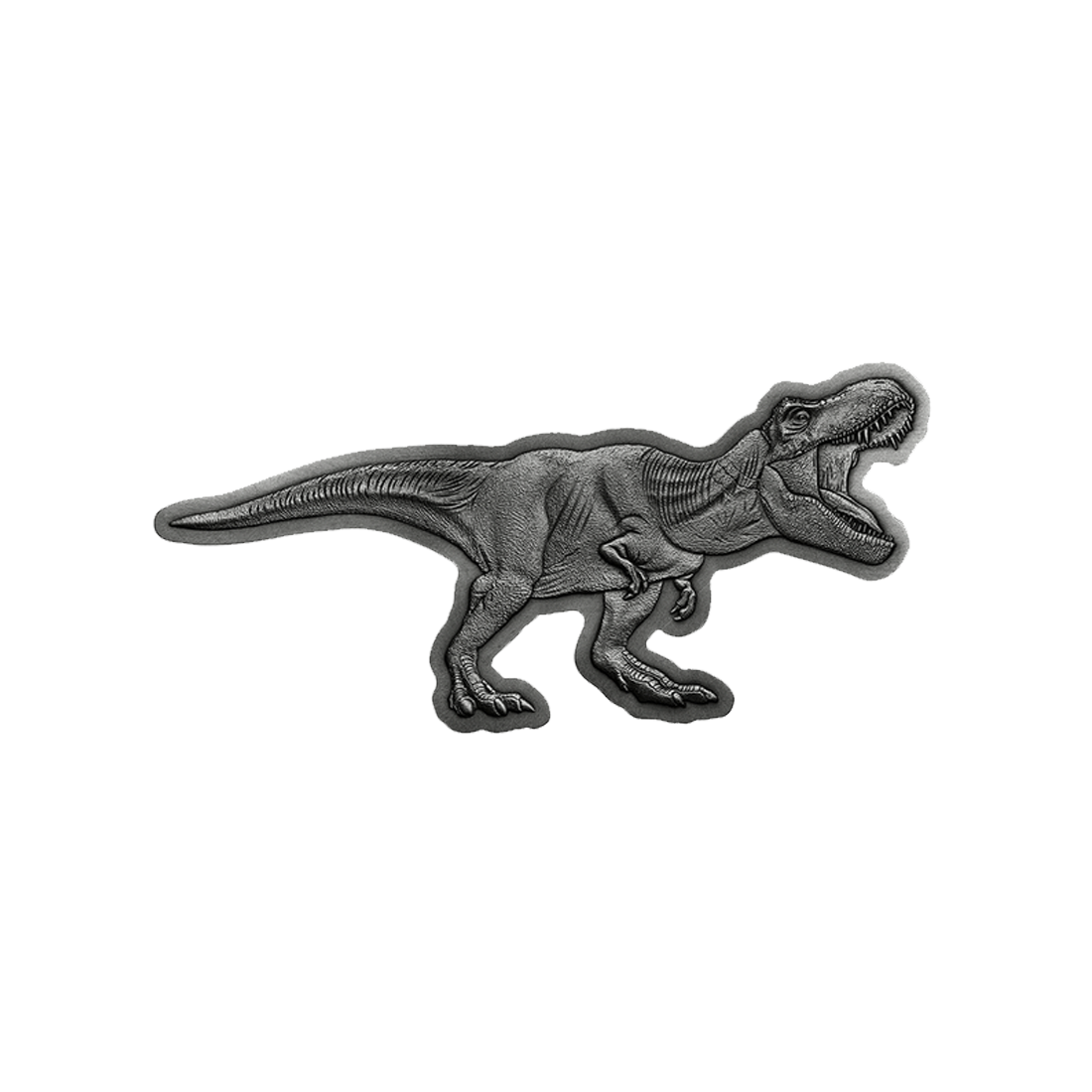 Jurassic Park coin: Tyrannosaur Rex – ancient finish 2 ounces of silver ...
